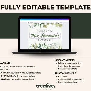 Welcome Classroom Sign Printable, Teacher Name Sign, Editable Classroom ...