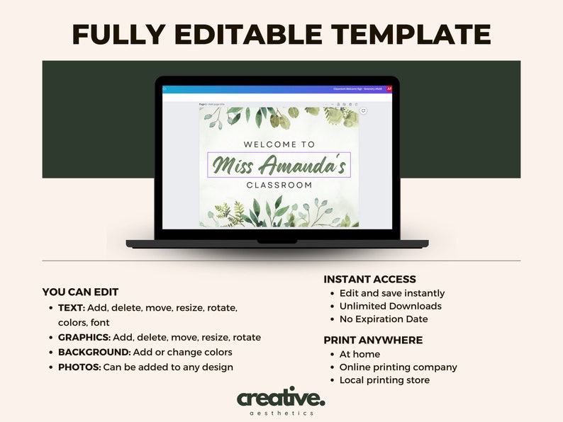 Welcome Classroom Sign Printable, Teacher Name Sign, Editable Classroom ...