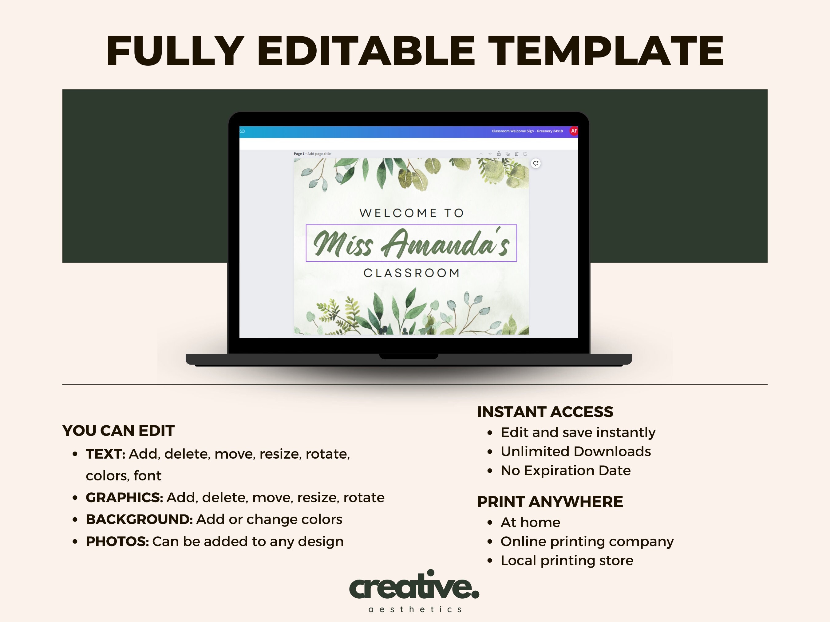 Welcome Classroom Sign Printable, Teacher Name Sign, Editable Classroom ...