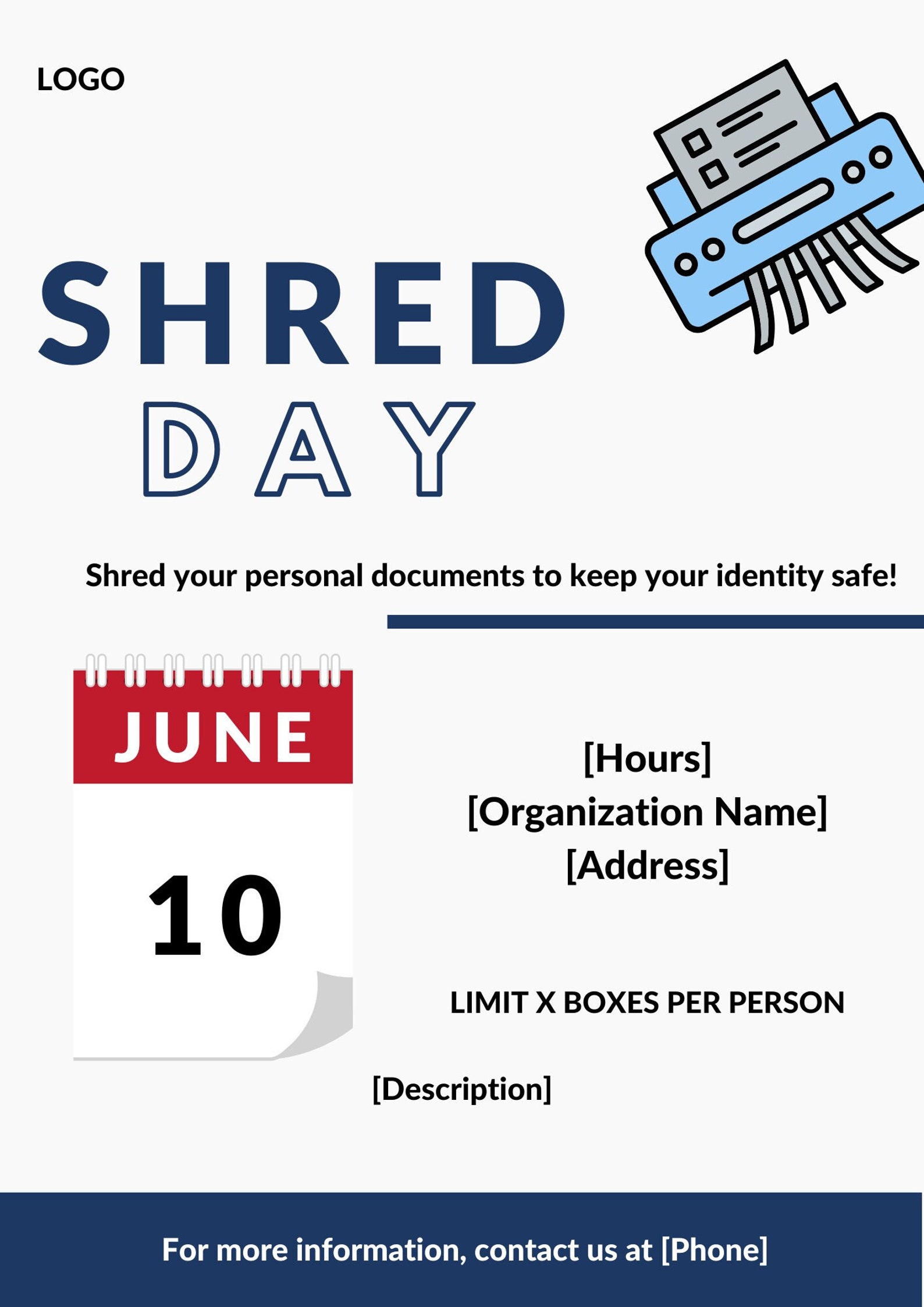 EDITABLE Shred Day Flyer, Event Flyer, Printable Flyer, Canva Template ...