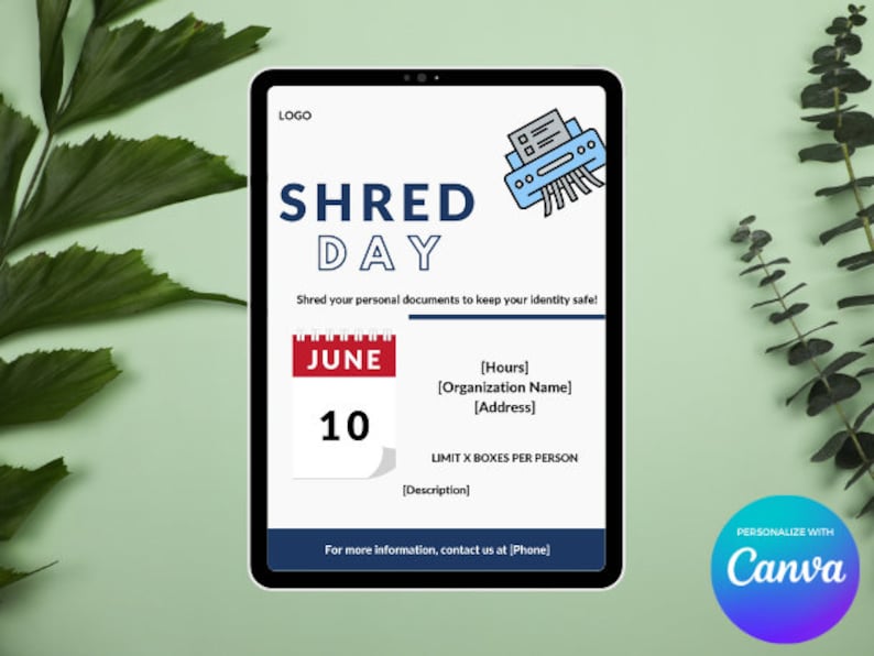 EDITABLE Shred Day Flyer Event Flyer Printable Flyer - Etsy