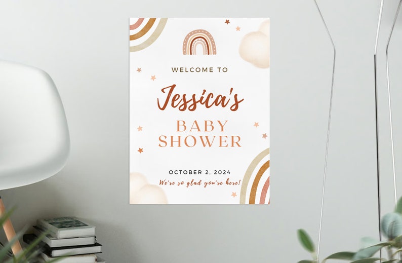 Boho Rainbow Baby Shower Sign Printable Template | Instant Download and ...