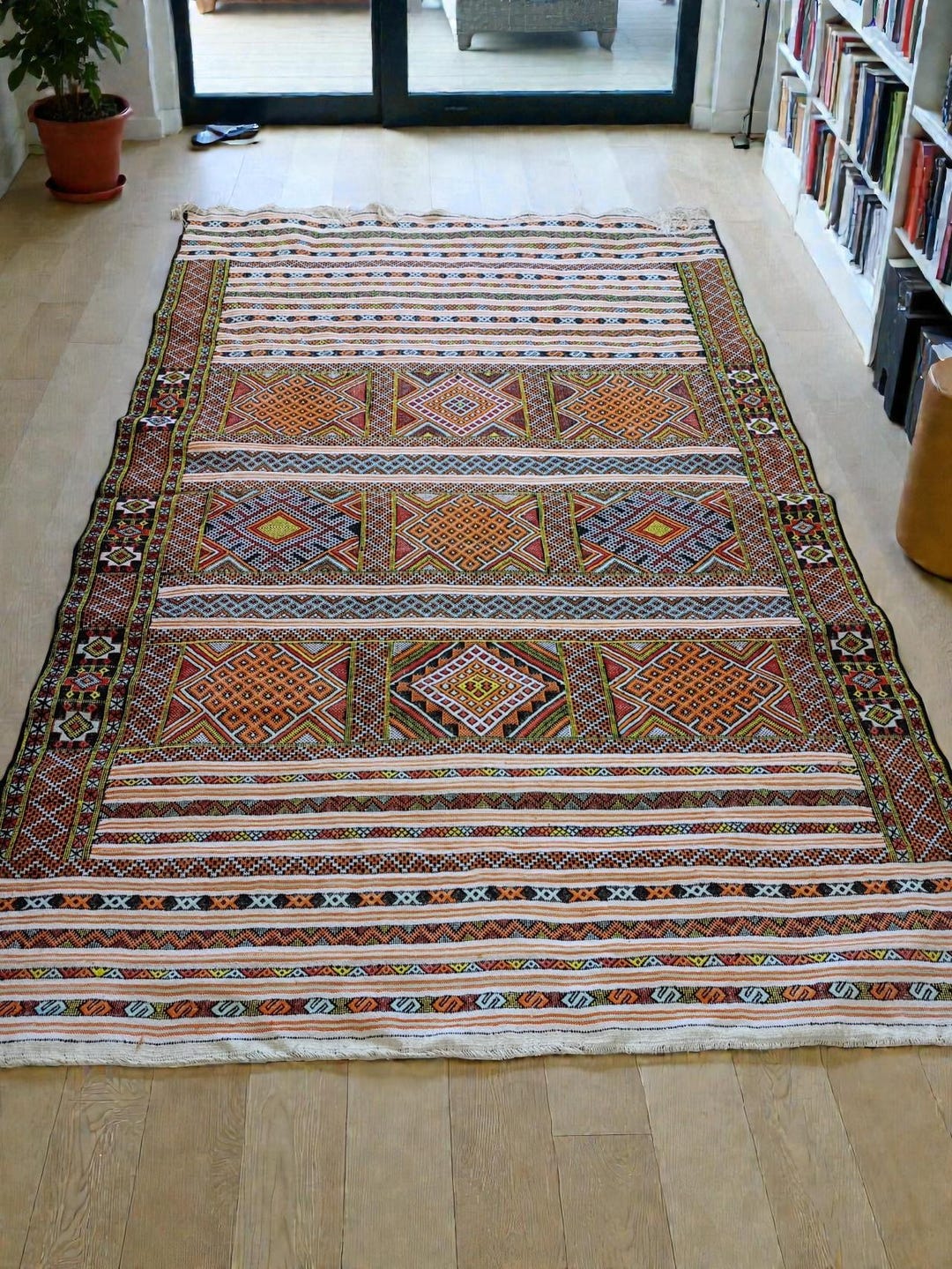 Handwoven Colorful Berber Kilim From Tiflet | 2.70m X 1.83m | 100% Wool ...