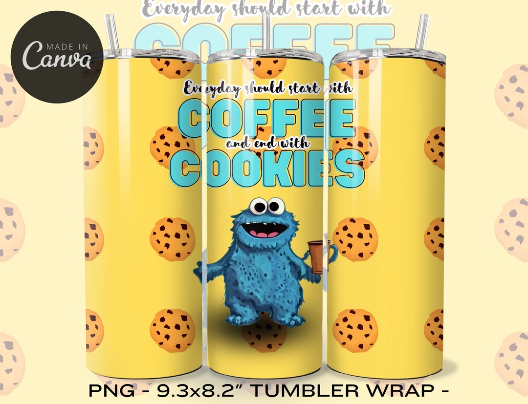 Monster Cookie Tumbler Wrap Png,blue Tumbler Wrap,cute Cookie Yellow ...