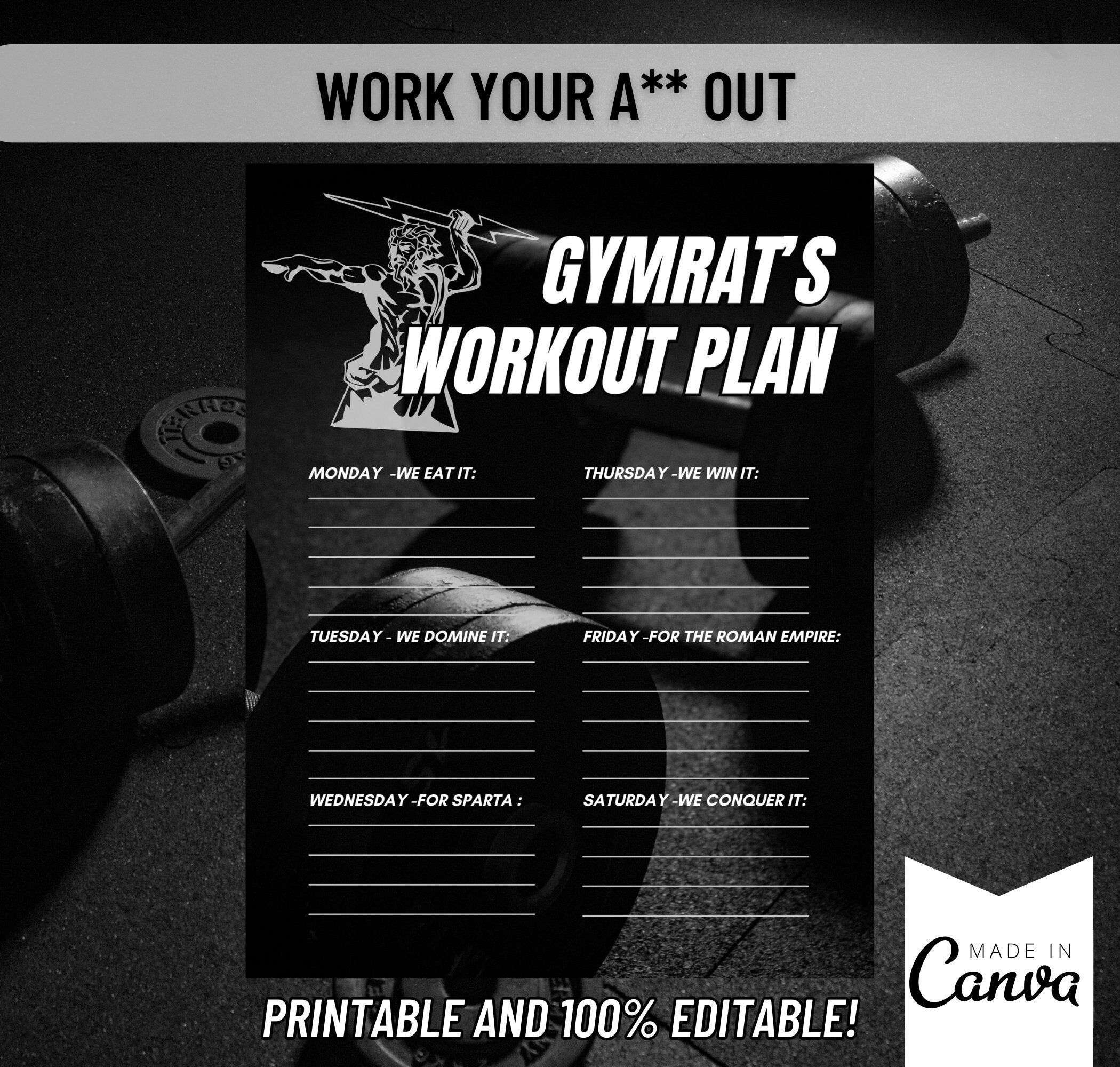 Badass Gym Planner Workout and Progress - Etsy