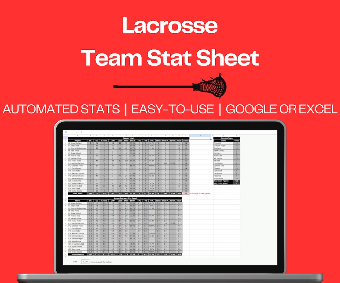 Lacrosse Statistics Book (red) - Etsy