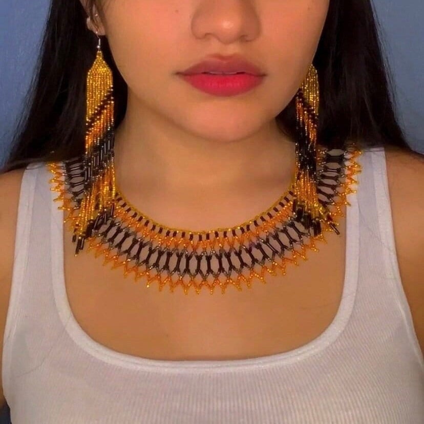 Indigenous Beaded Necklace Native American Beadwork Jewelry, Handmade ...