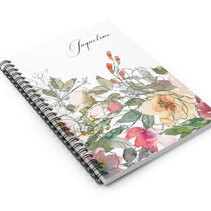 Watercolor Flowers Spiral Notebook, 6 in X 8 in Notebook, Personalized ...