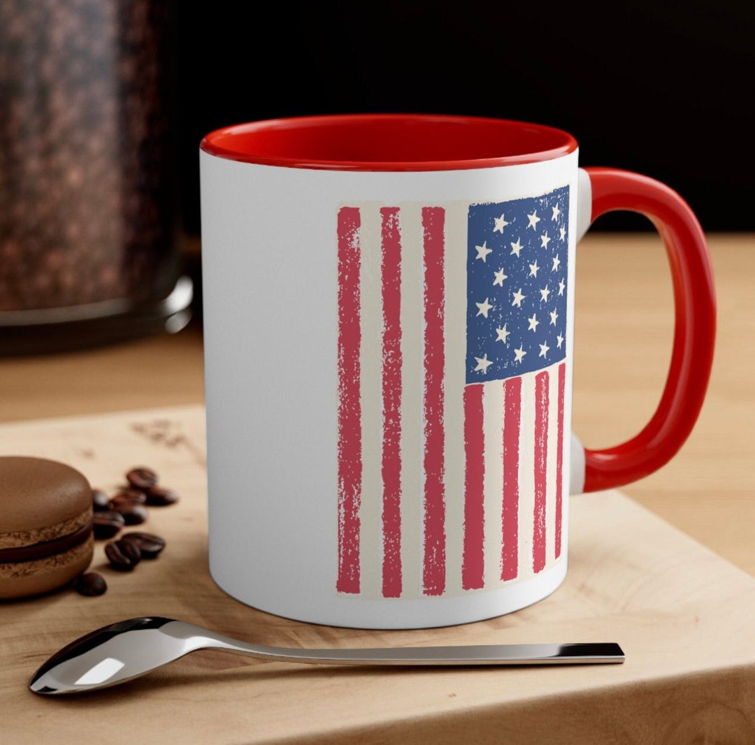 American Flag Mug, Flag Mug, Gift for Friends, Mug With American Flag ...