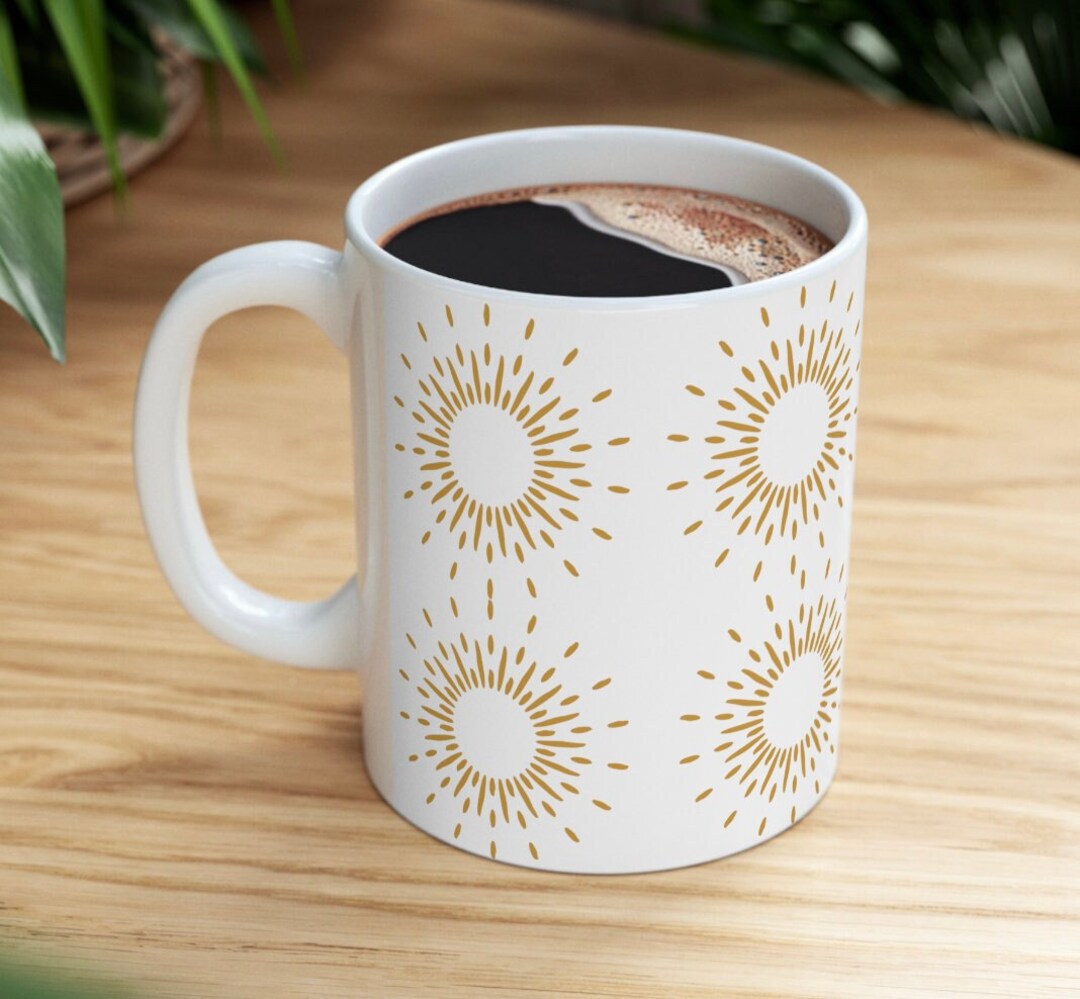 Sun Mug, Sun on White Mug, Sun on Black Mug, Gift for Friends, Black ...