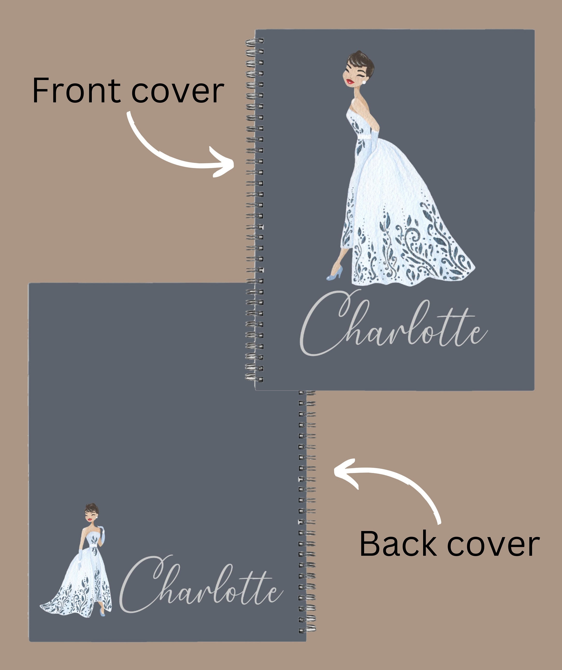 Audrey Hepburn Sabrina Notebook, Personalized Spiral Notebook, 8.5 in X ...