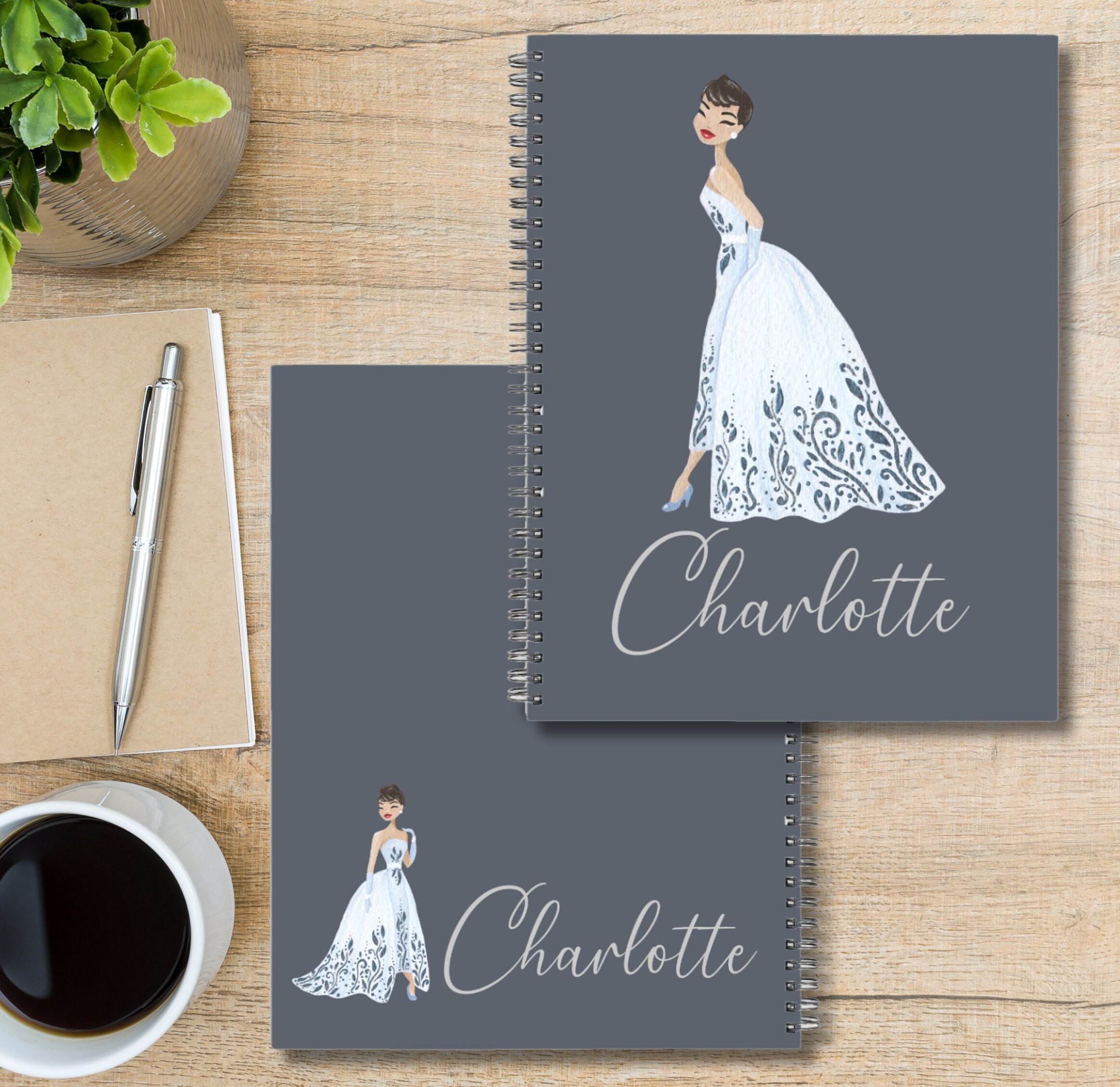 Audrey Hepburn Sabrina Notebook, Personalized Spiral Notebook, 8.5 in X ...