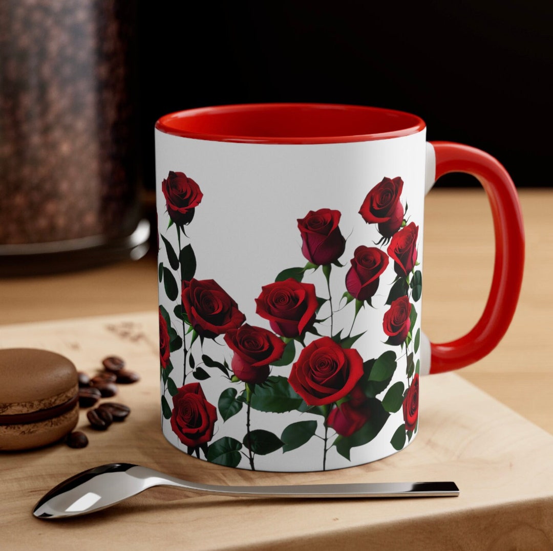 Red Rose Mug, Rose Mug, Gift for Her, Rose Floral Mug, Gift for Her ...