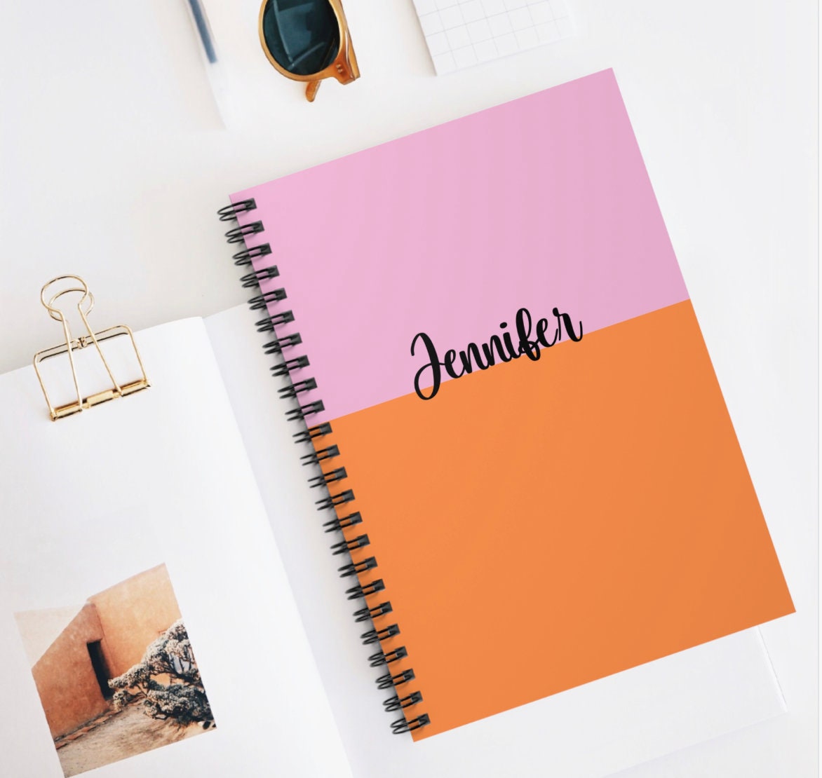 Color Block Spiral Notebook, Personalized Journal - Etsy