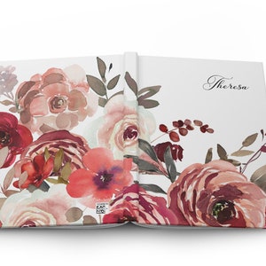 Red and Blush Floral Hardcover Journal and Spiral Personalized Notebook ...
