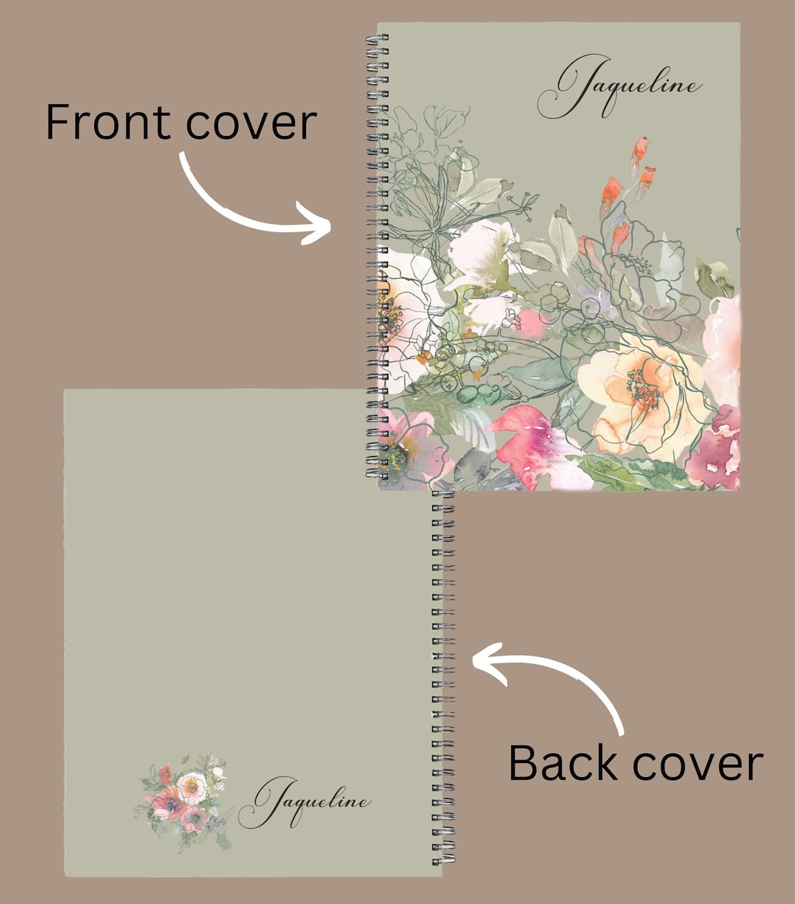 Watercolor Floral Personalized Spiral Notebook,8.5 in X 11in Spiral ...