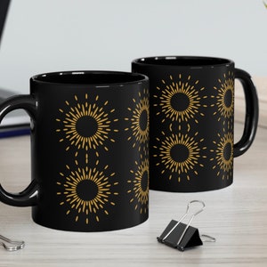 Sun Mug, Sun on White Mug, Sun on Black Mug, Gift for Friends, Black ...