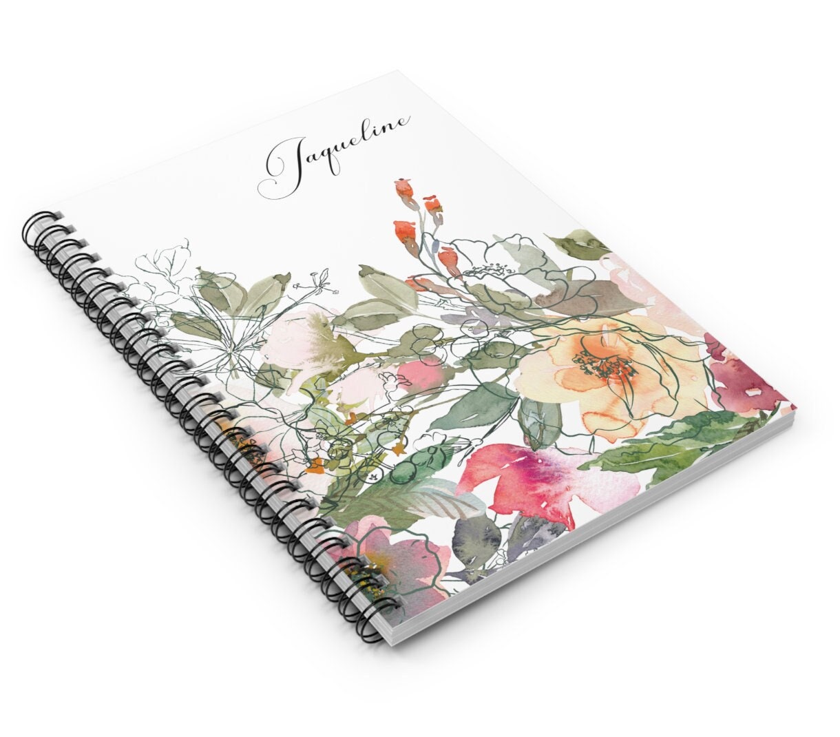 Watercolor Flowers Spiral Notebook, 6 in X 8 in Notebook, Personalized ...