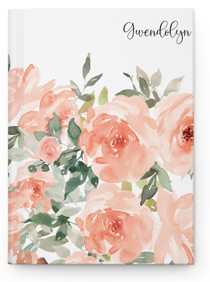 Peach Floral Hardcover Journal, Personalized Gift - Etsy