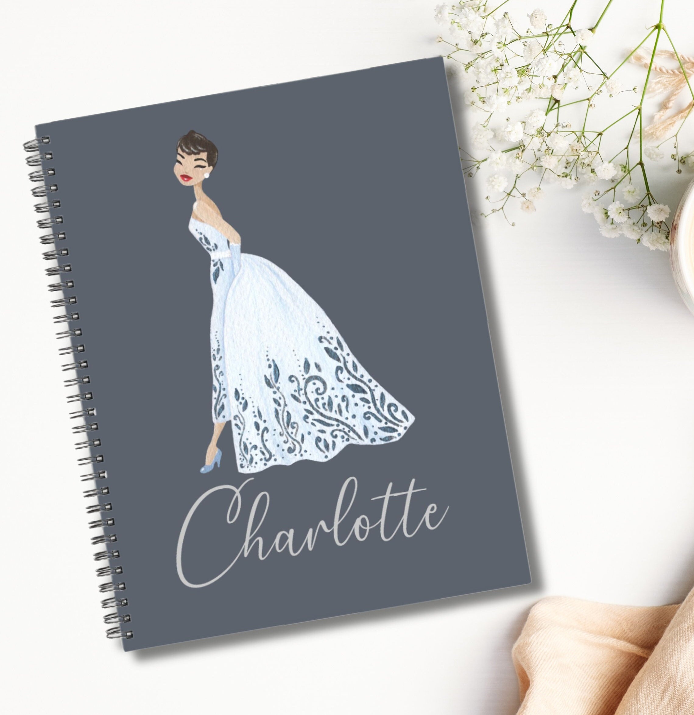 Audrey Hepburn Sabrina Notebook, Personalized Spiral Notebook, 8.5 in X ...
