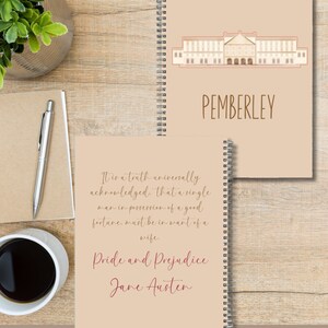 Pemberley Spiral Notebook, 8.5 in X 11in Spiral Notebook, Pride and ...
