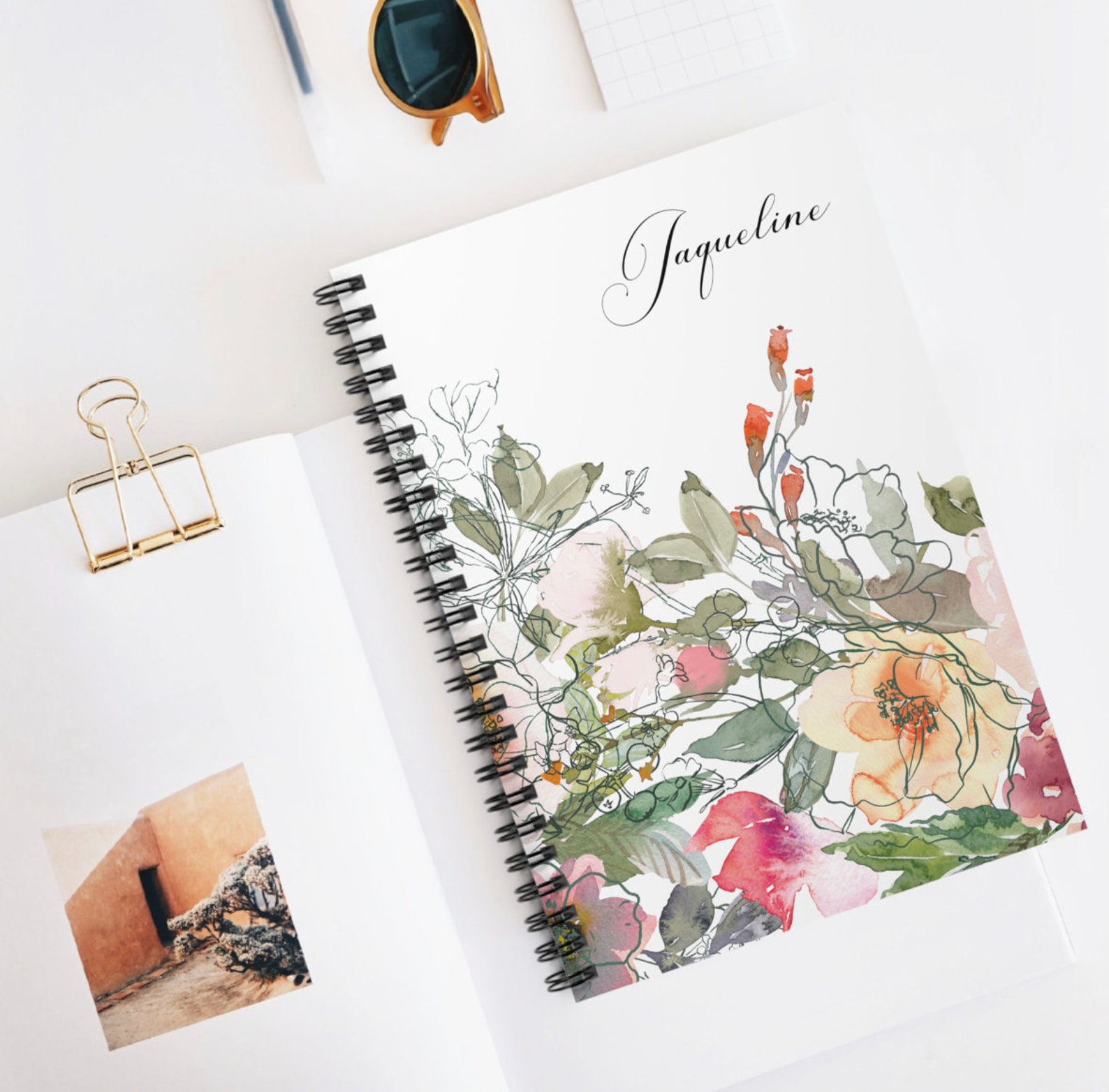 Watercolor Flowers Spiral Notebook, 6 in X 8 in Notebook, Personalized ...