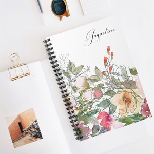Watercolor Flowers Spiral Notebook, 6 in X 8 in Notebook, Personalized ...