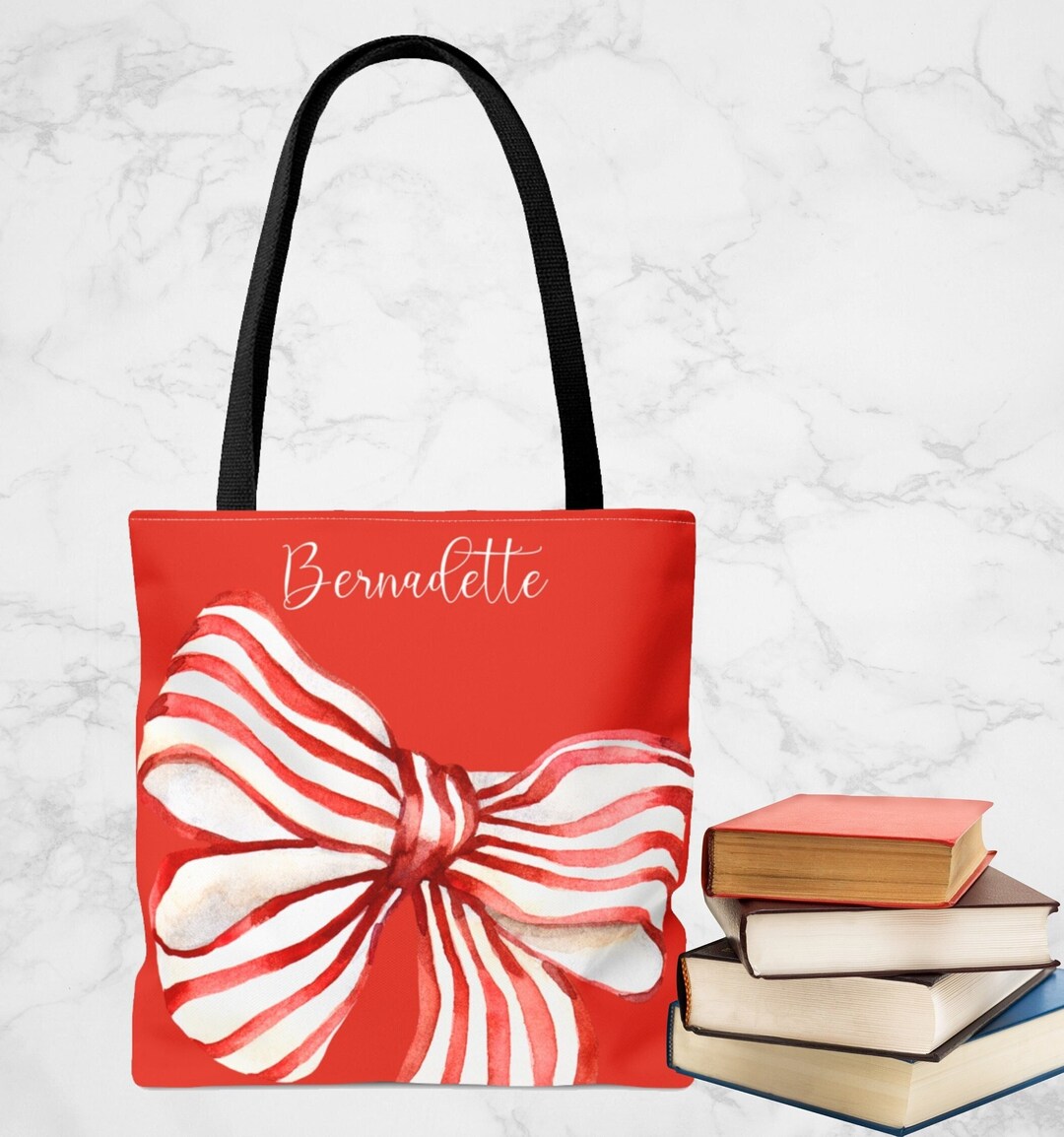 Red Bow Tote Bag, Bow Bag, Personalized Tote Bag, Grocery Tote, Work ...