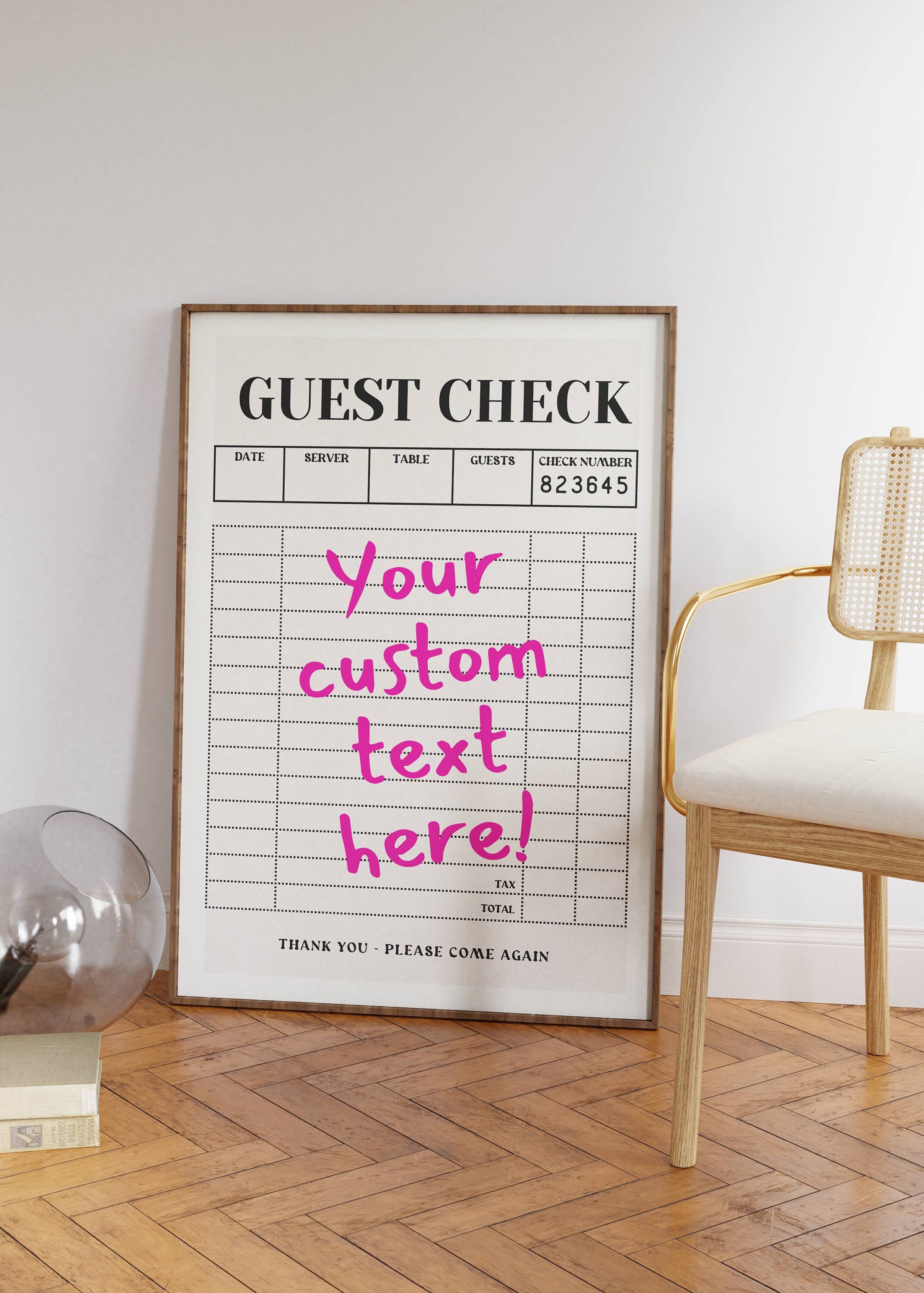 Custom Guest Check Art Print, Guest Check Wall Art, Apartment Decor ...
