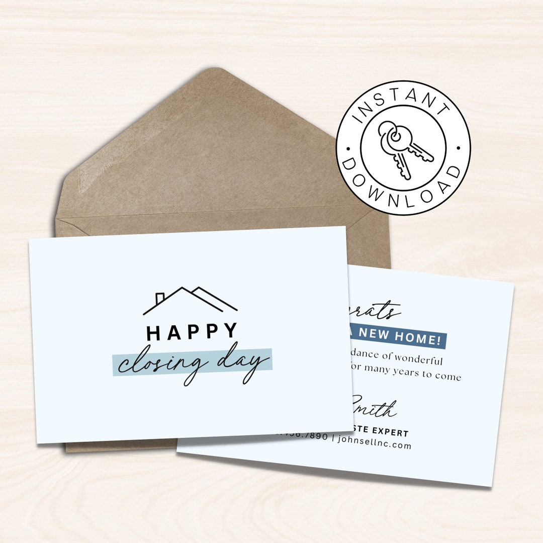 Navy Blue Happy Closing Day Card, Real Estate Thank You Cards ...