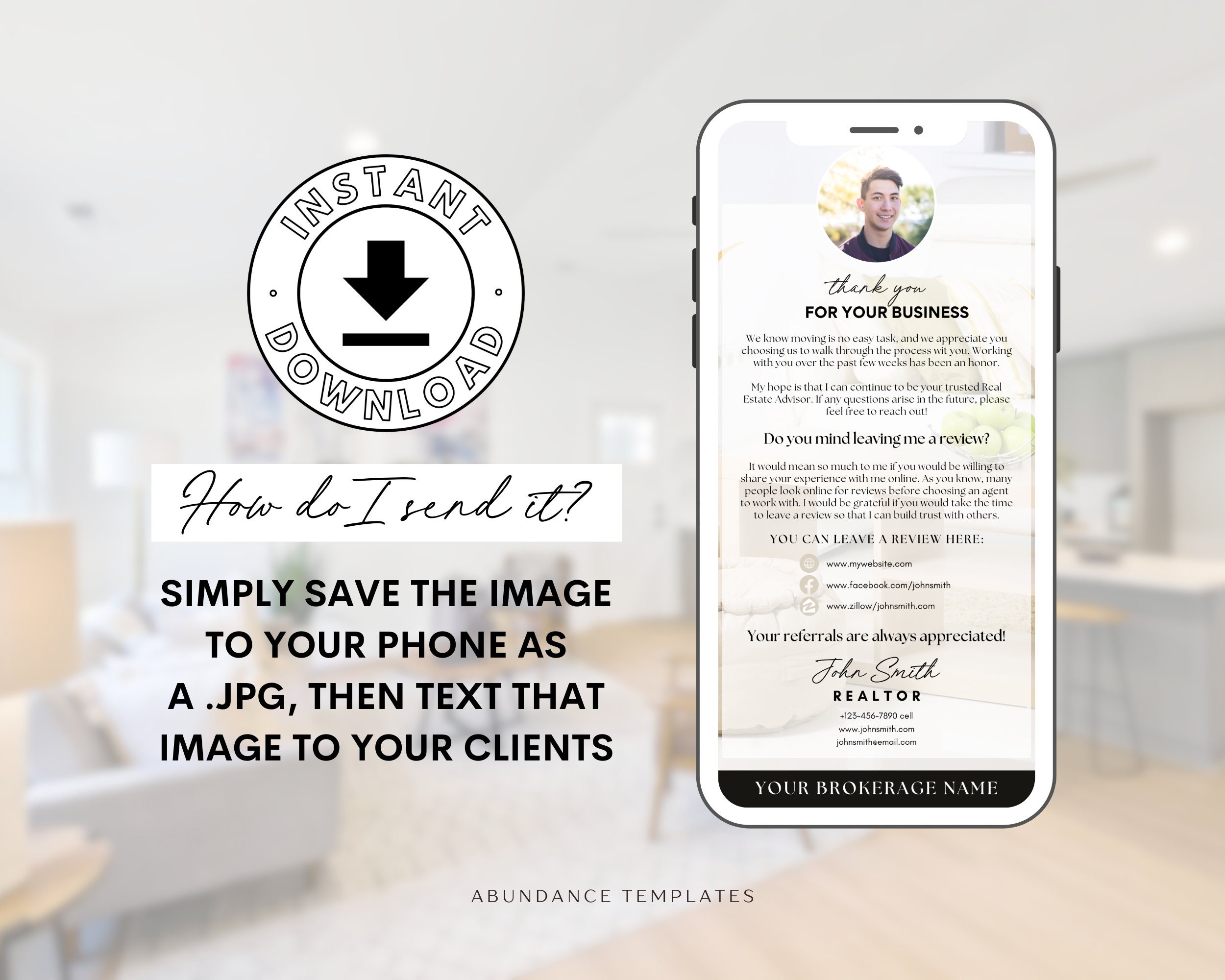 Client Review Request Text Message, Real Estate Testimonial Canva ...