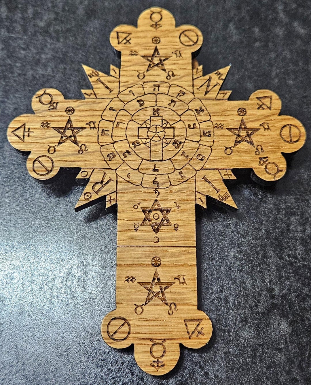 6" Oak Golden Dawn Rose Cross Large for Altar or Home - Rosicrucian ...