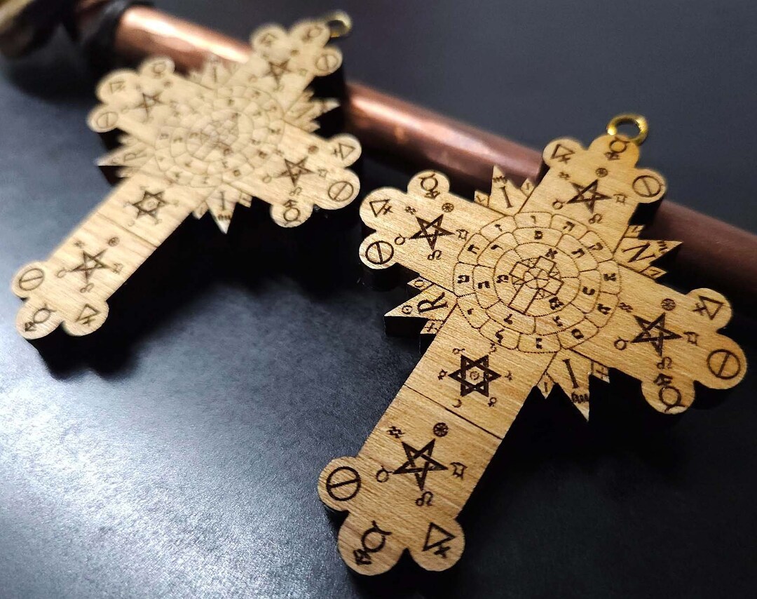 CUSTOM REAR ENGRAVING - Golden Dawn Rose Cross Lamen Pendant ...