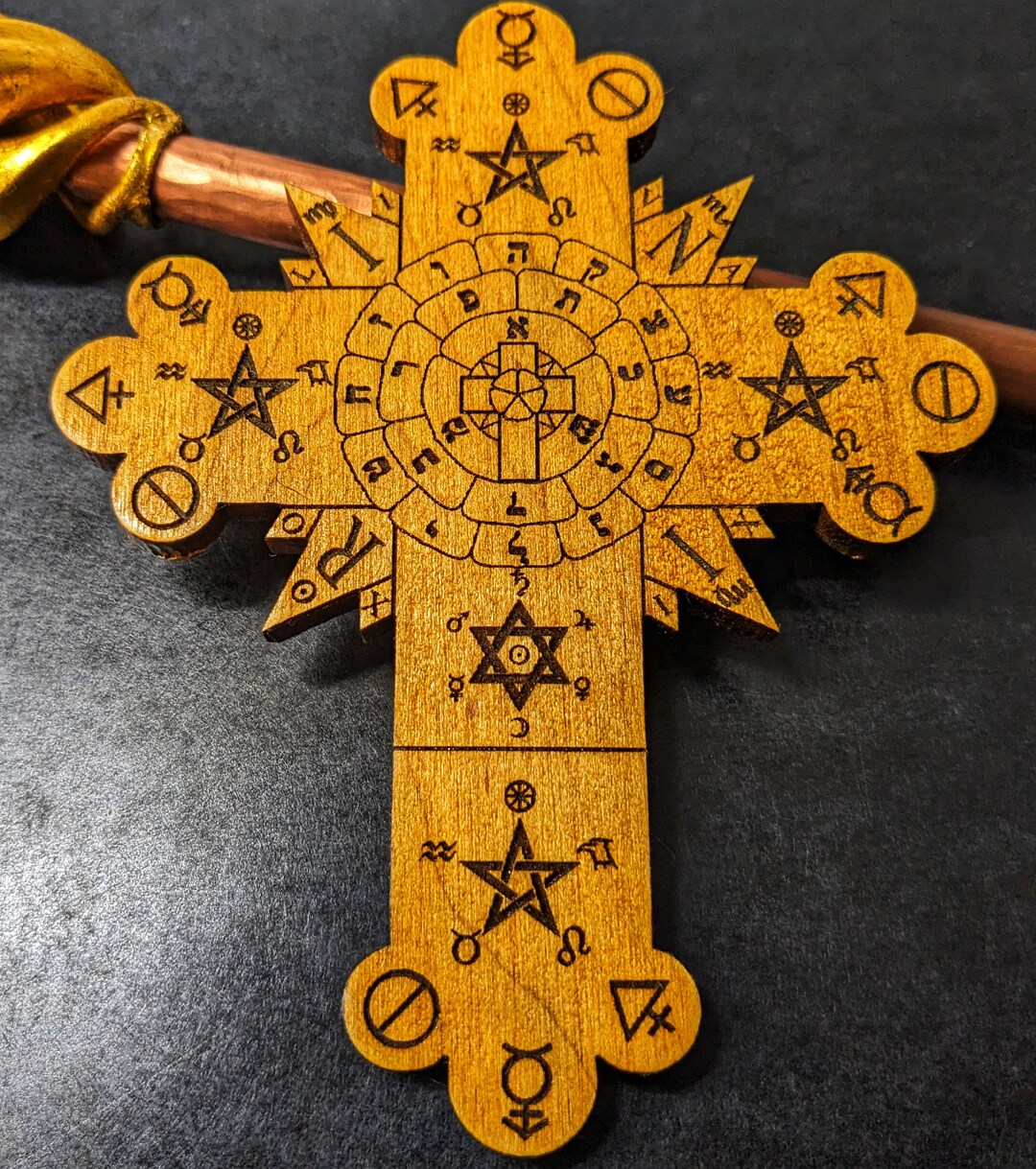 6" Golden Dawn Rose Cross Large for Altar or Home - Rosicrucian Grimoire Goetia Magick ...