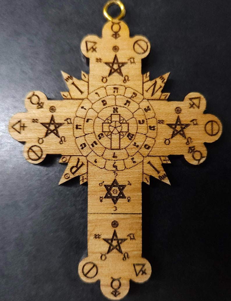 CUSTOM REAR ENGRAVING - Golden Dawn Rose Cross Lamen Pendant ...