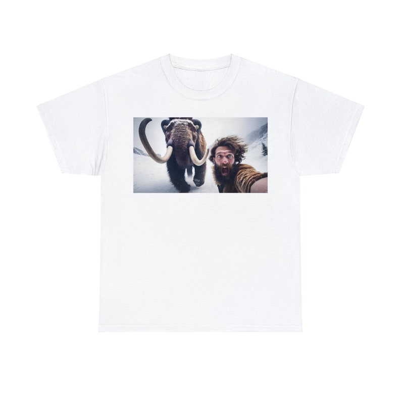 Caveman Takes Selfie While Getting Chase by A Woolly Mammoth - Etsy