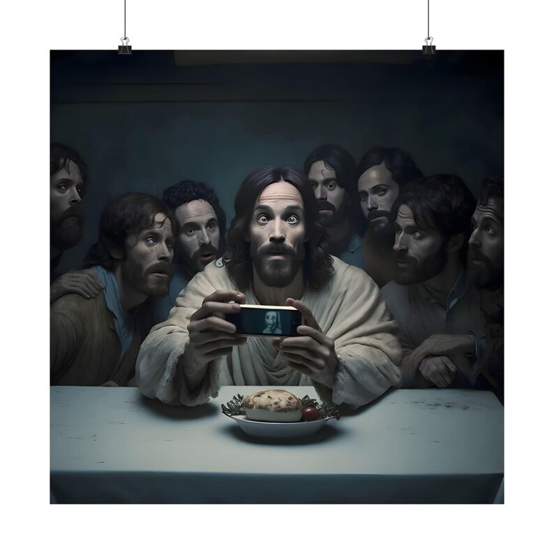 The Last Supper Poster, Jesus Christ Taking A Selfie, Catholic Wall Art ...