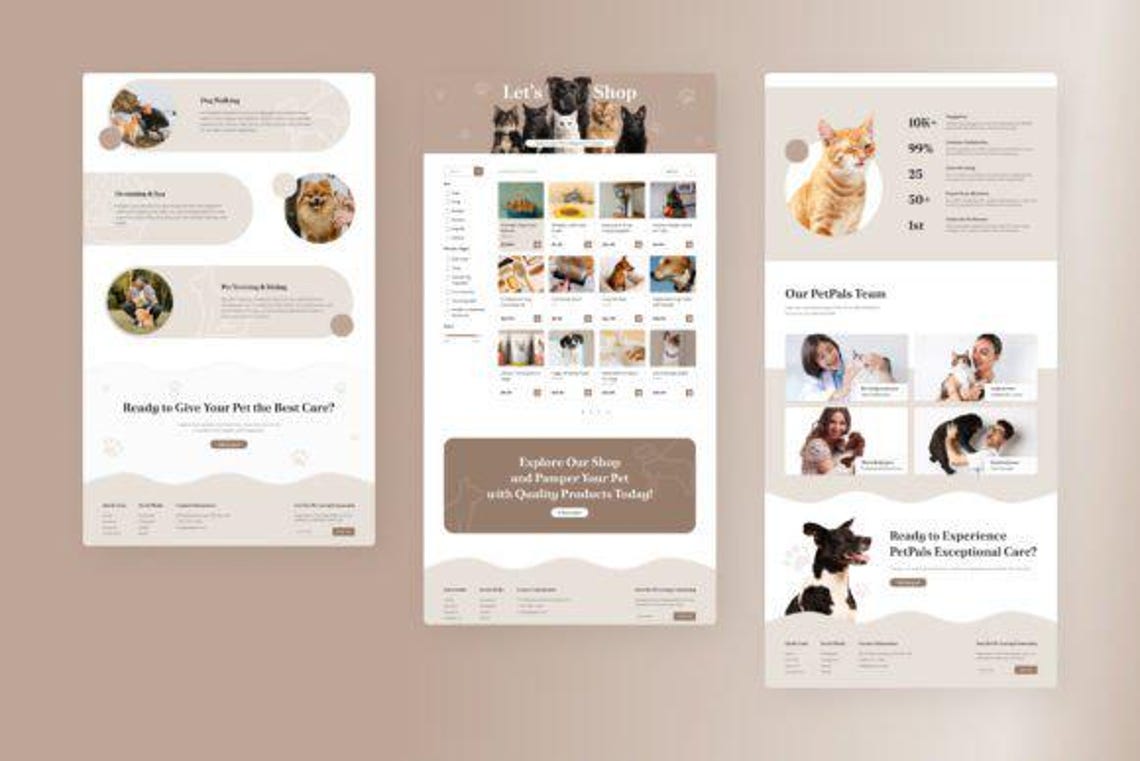 Editable Pet Care or Vet Shop Website Template Figma No Canva Web ...