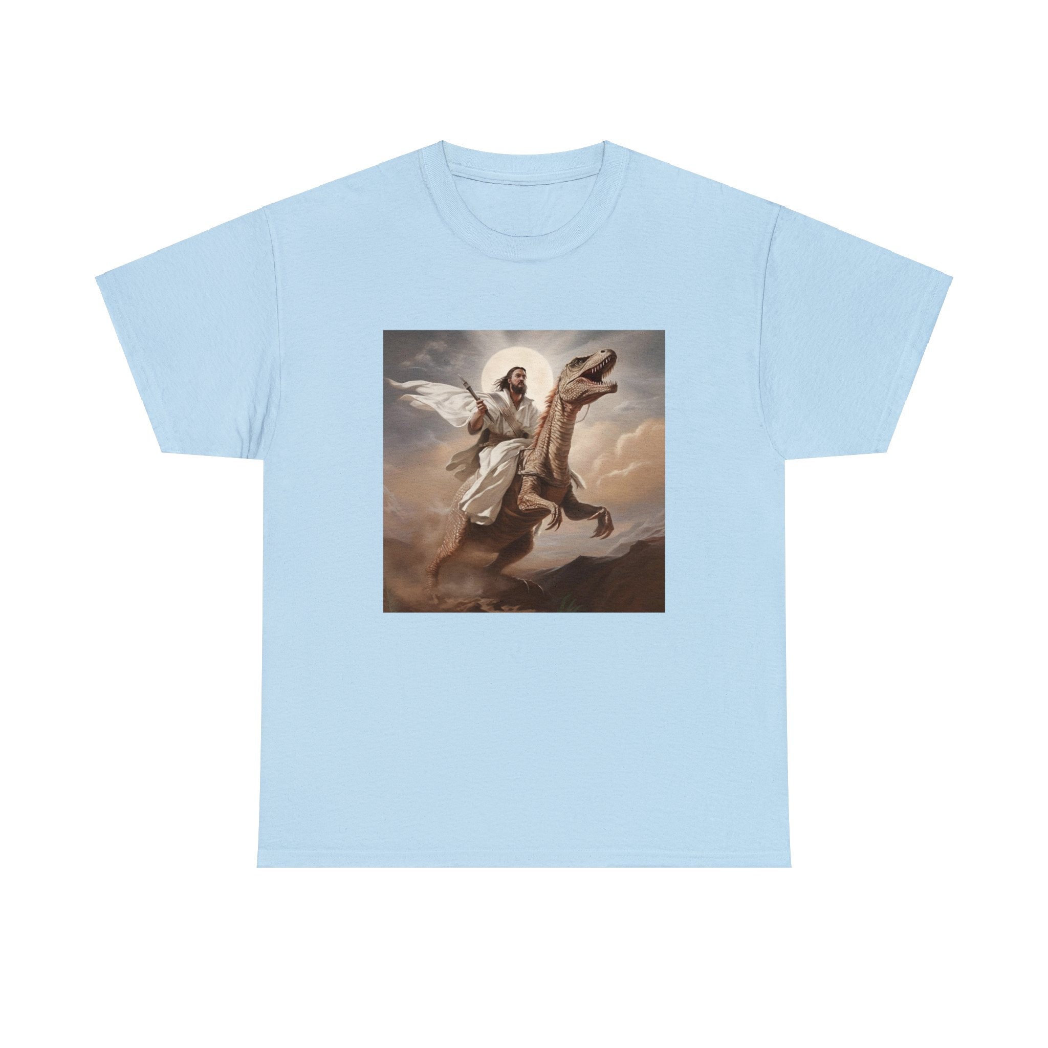 Jesus Christ on a Velociraptor Shirt, Dinosaur Lovers Shirt, Christian ...