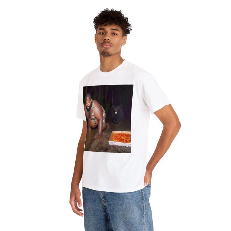 Gumbo Slice Getting Chased by Hungry Bear While Next to Pizza in Forest ...