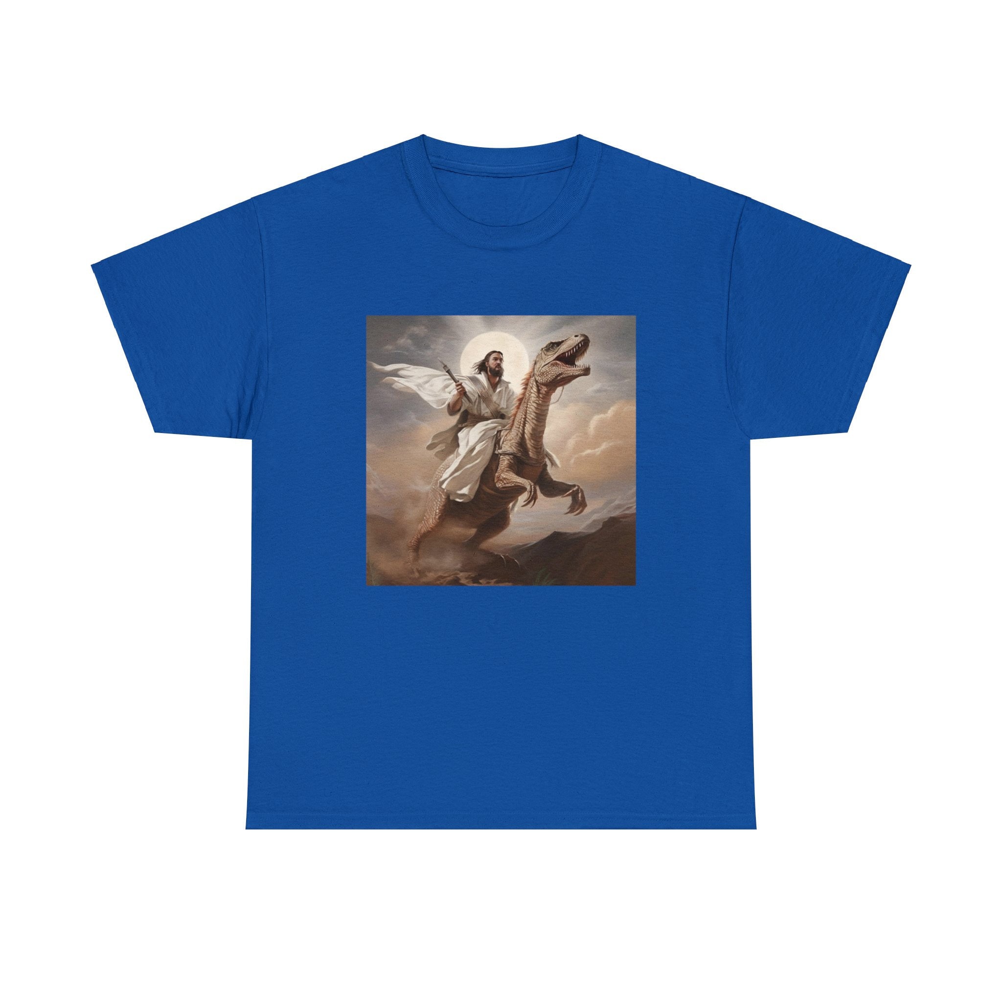 Jesus Christ on a Velociraptor Shirt, Dinosaur Lovers Shirt, Christian ...