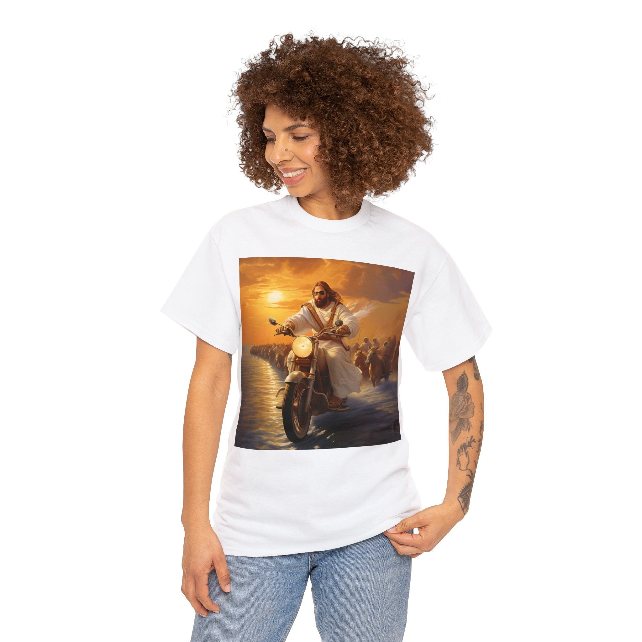 Jesus Christ Ridding A Motorcycle on Water Shirt, Christian Shirt ...