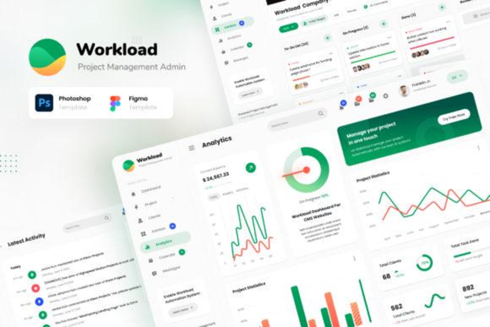 Project Management Admin UI Website Template Figma No Canva Web Design ...