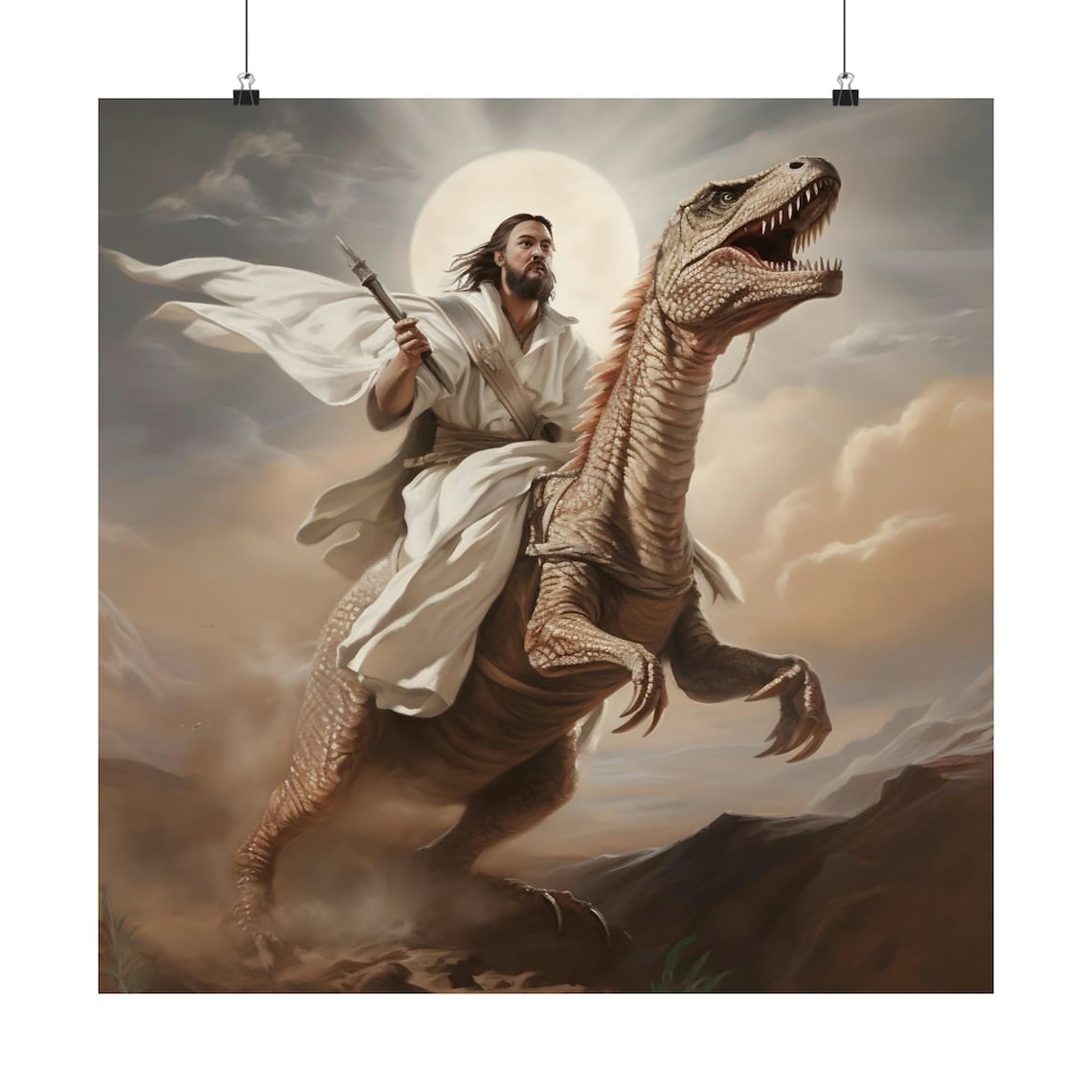 Jesus Christ on a Velociraptor Poster Dinosaur Lovers Gift - Etsy