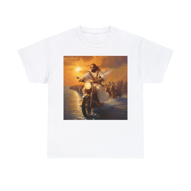 Jesus Christ Ridding A Motorcycle on Water Shirt, Christian Shirt ...