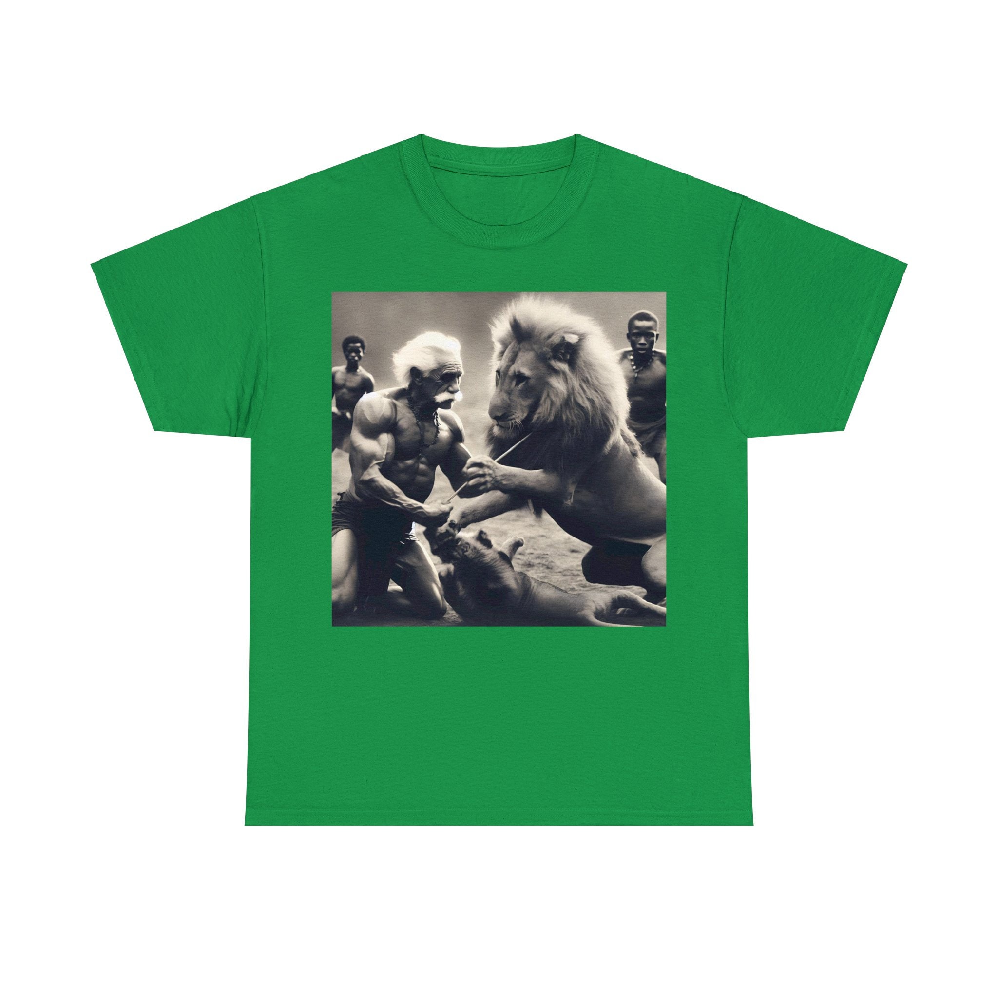Muscular Albert Einstein Fighting A Lion Shirt, Tiger Shirt, Funny ...