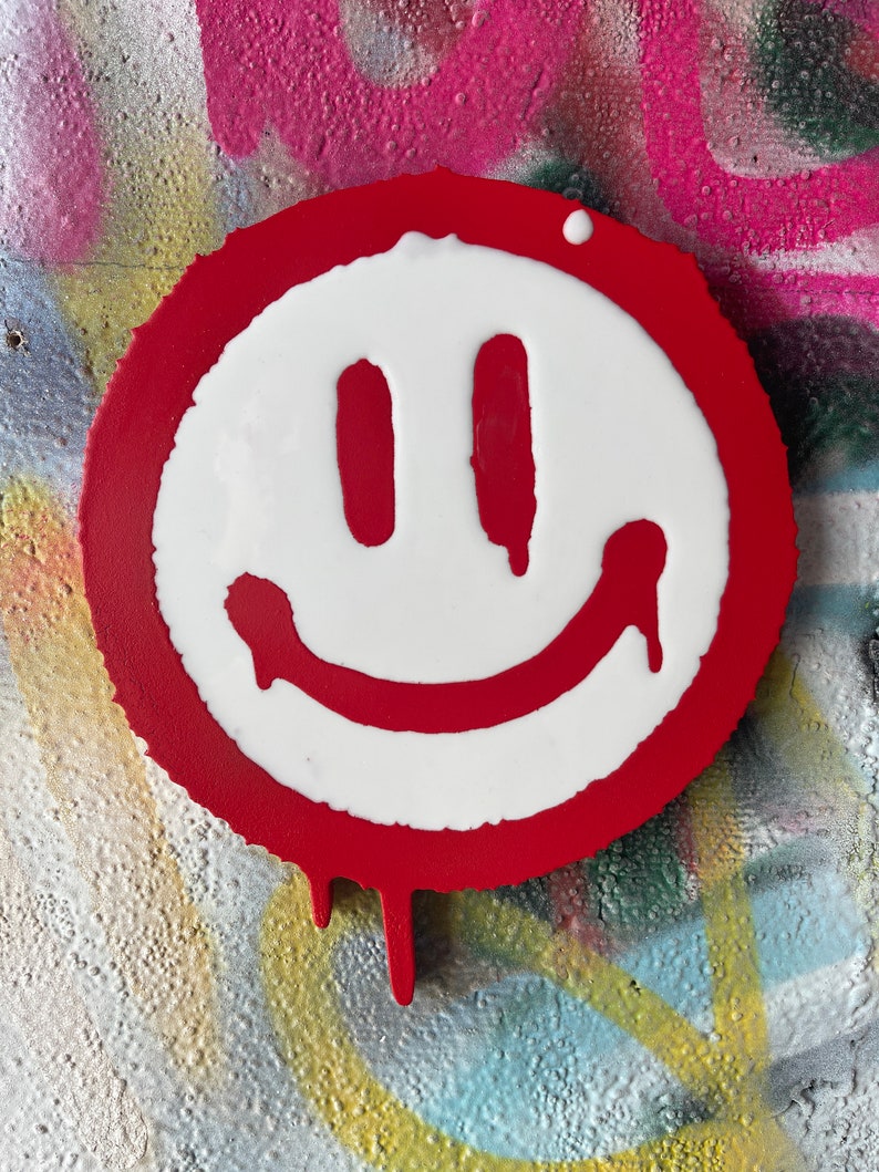 Smiley Paint Drip Face Wall Art - Etsy