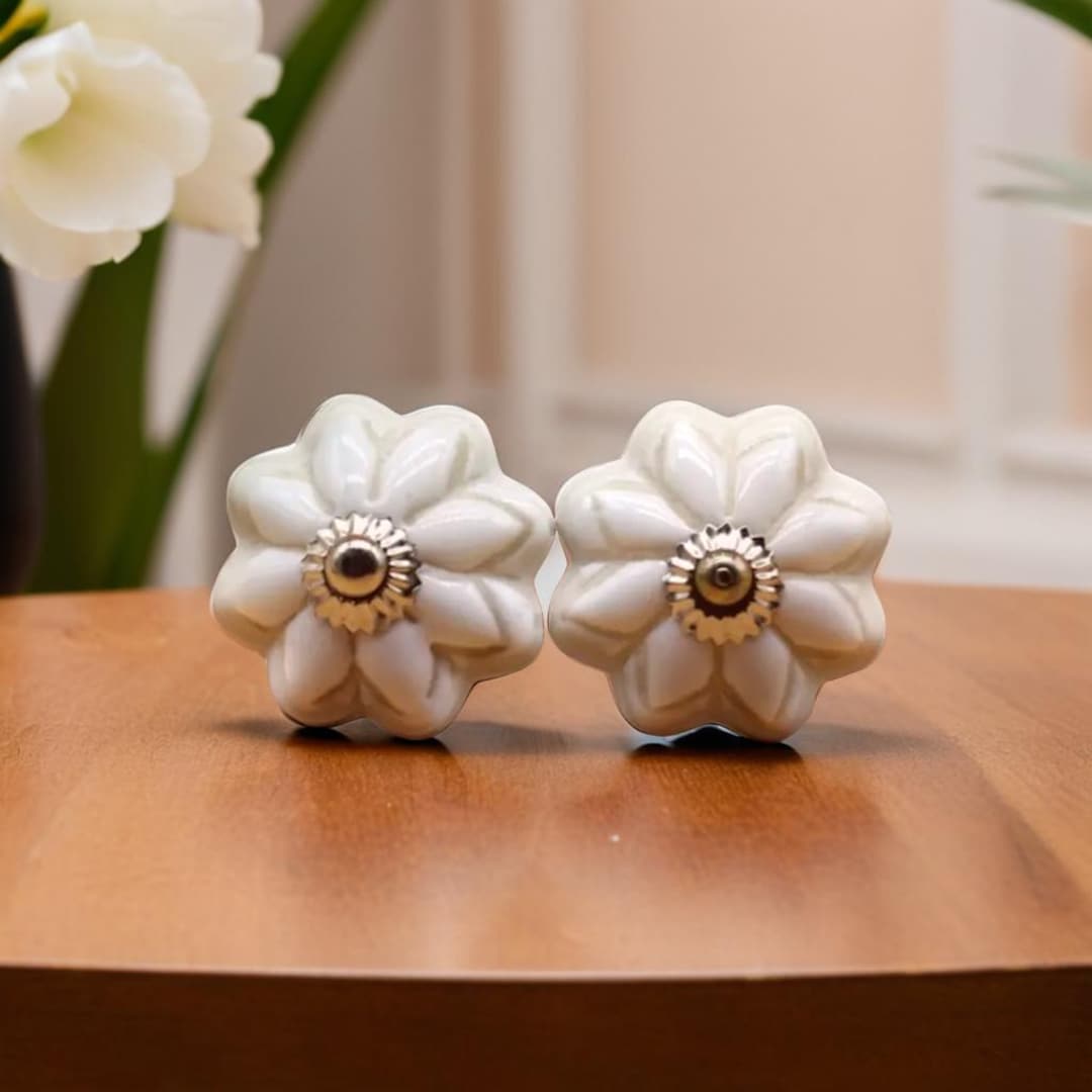 Hand-painted Ceramic Flower Knobs: Multicolor Drawer Pulls - Etsy