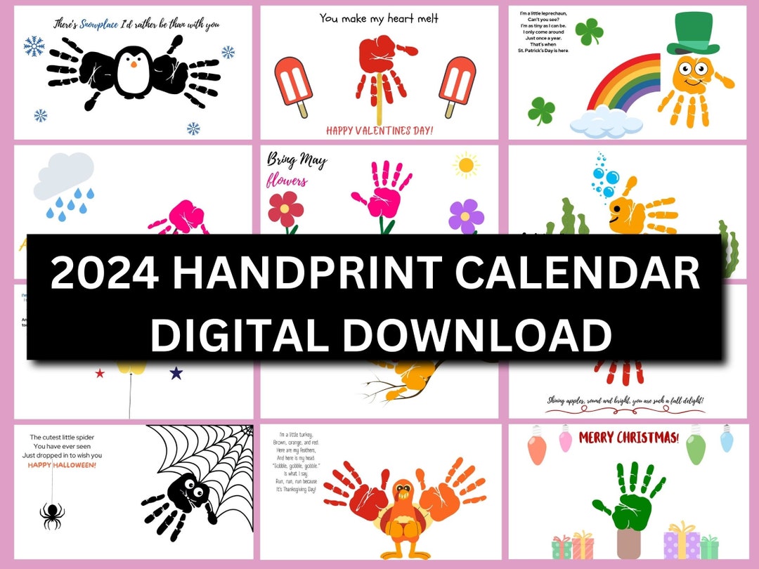 Handprint Calendar 2024, Unique Christmas Gift, Grandparents Gift ...