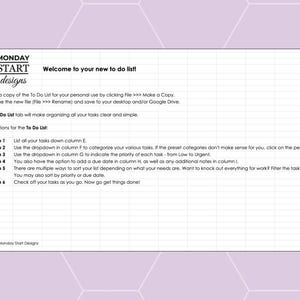 Simple to Do List | Google Sheets Template - Etsy